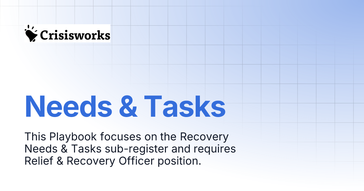 Needs & Tasks | Crisisworks Manual